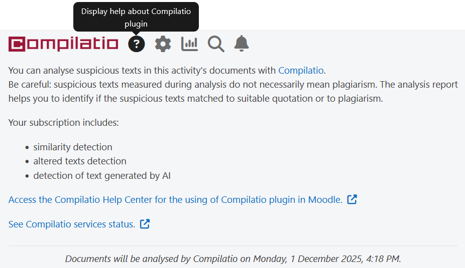 Using the Compilatio plugin for Moodle – Helpdesk Compilatio